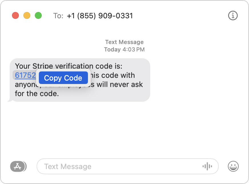 Faster Copying Of Two Factor Authentication Codes From Messages